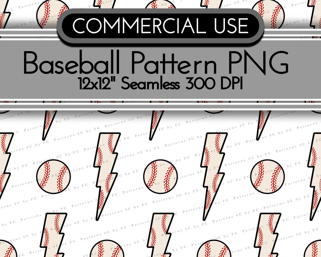 Baseball and Lightning PNG, Seamless Pattern, Baseball Print, Digital ...