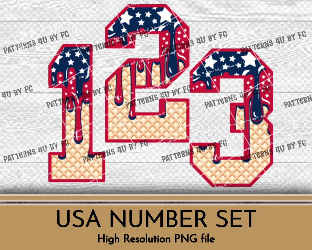 Jersey USA Flag Ice Cream Drip Numbers Png, Jersey Sprinkles Ice Cream ...