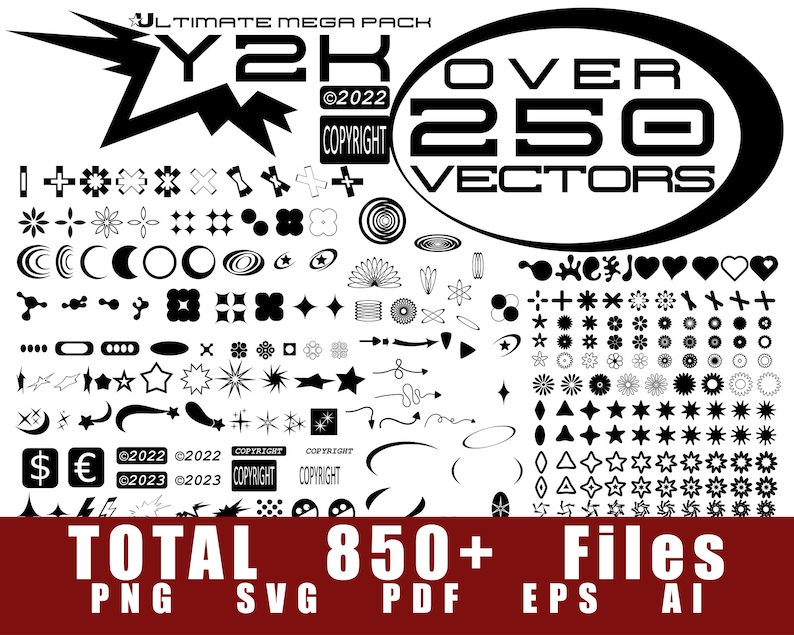 Y2K Vector Icons Bundle: 250+ Graphic Design Elements (SVG, Ai, Eps ...