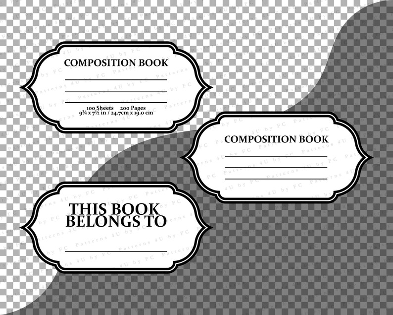 Composition Book Label, Goodnotes Labels, Journal Pattern, Planner 