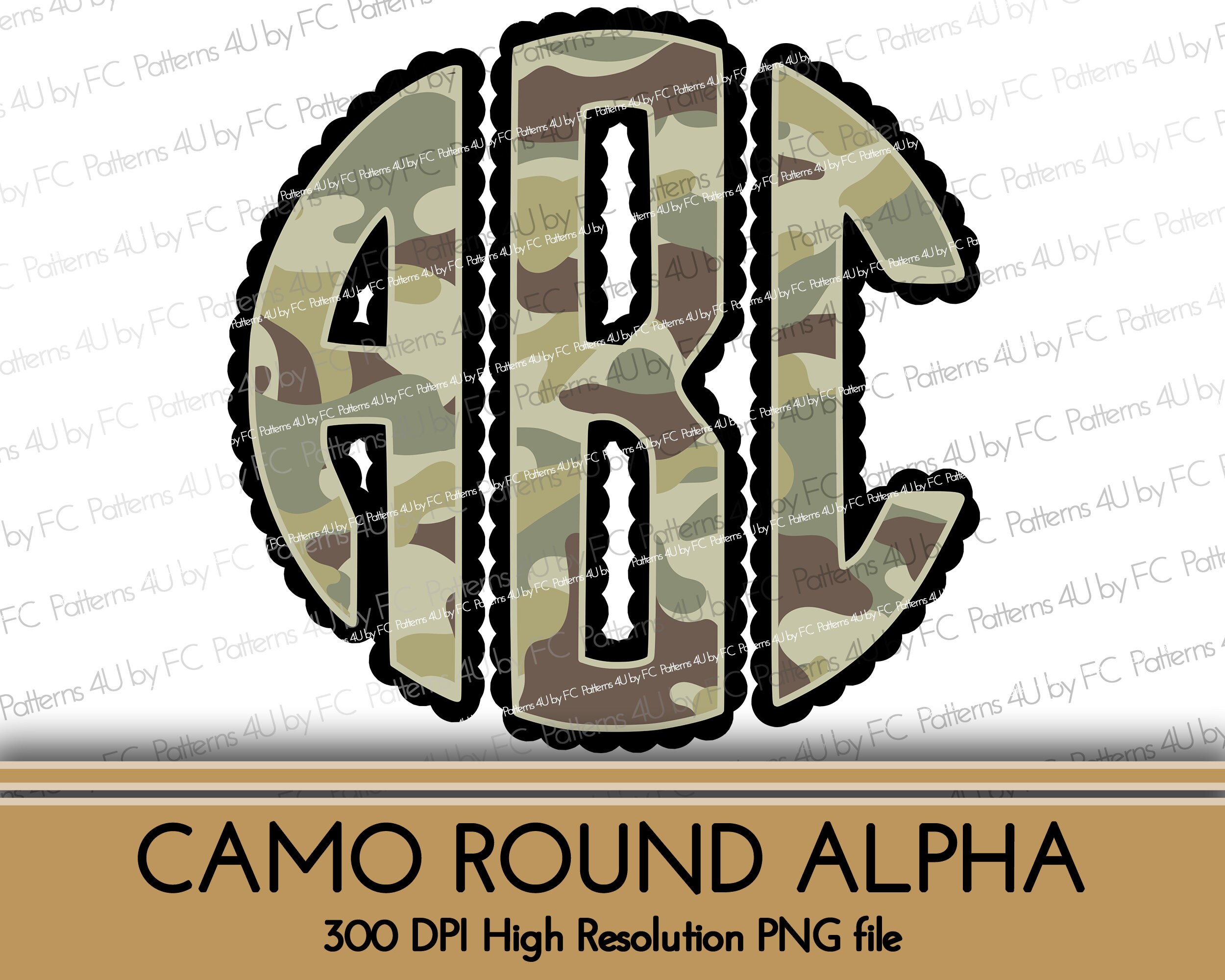 Camo Round Alpha Monogram PNG, Alphabet Set, Old Camouflage Alphabet ...
