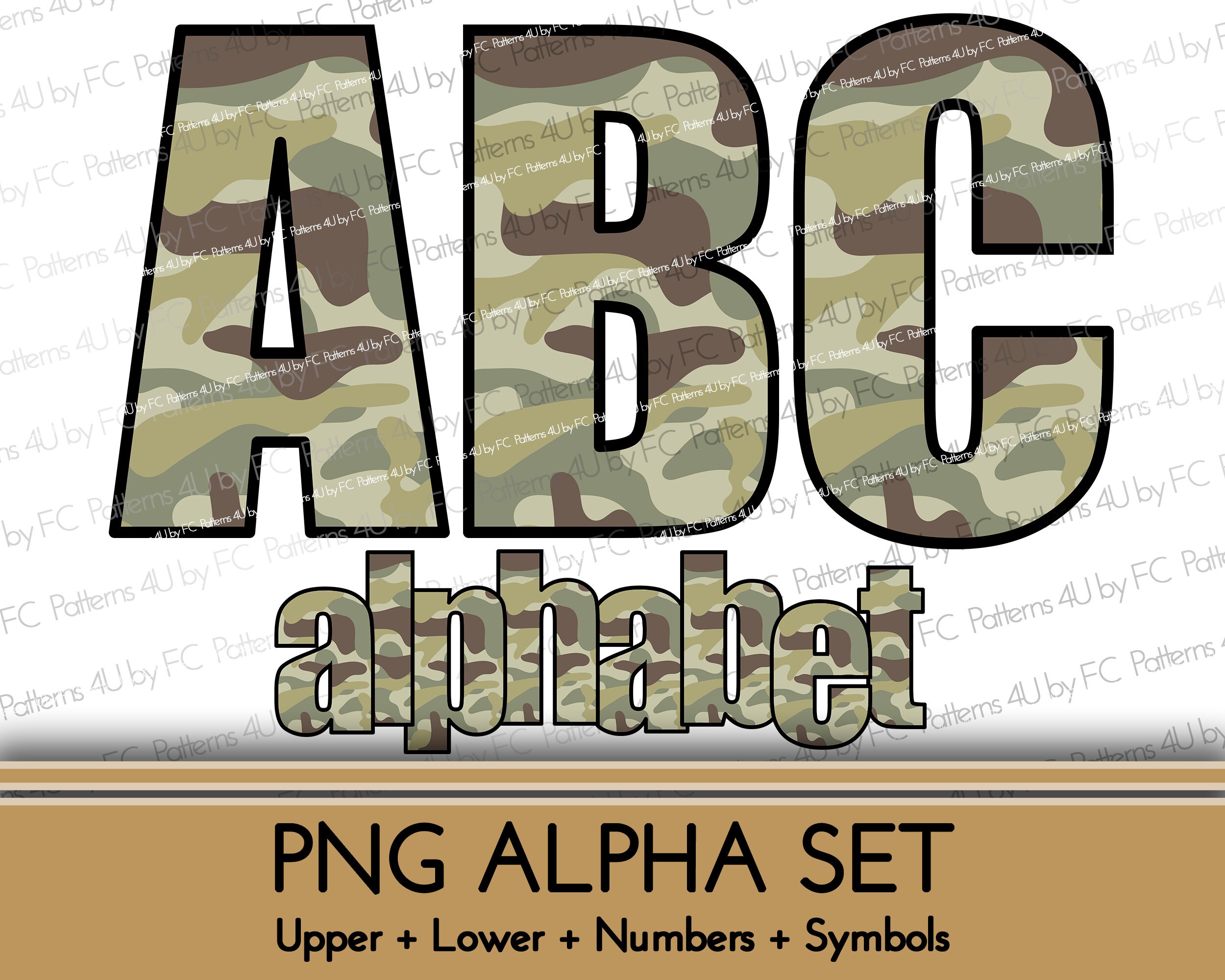 Camo Alphabet PNG Set: Military Camouflage Digital Design (digital ...