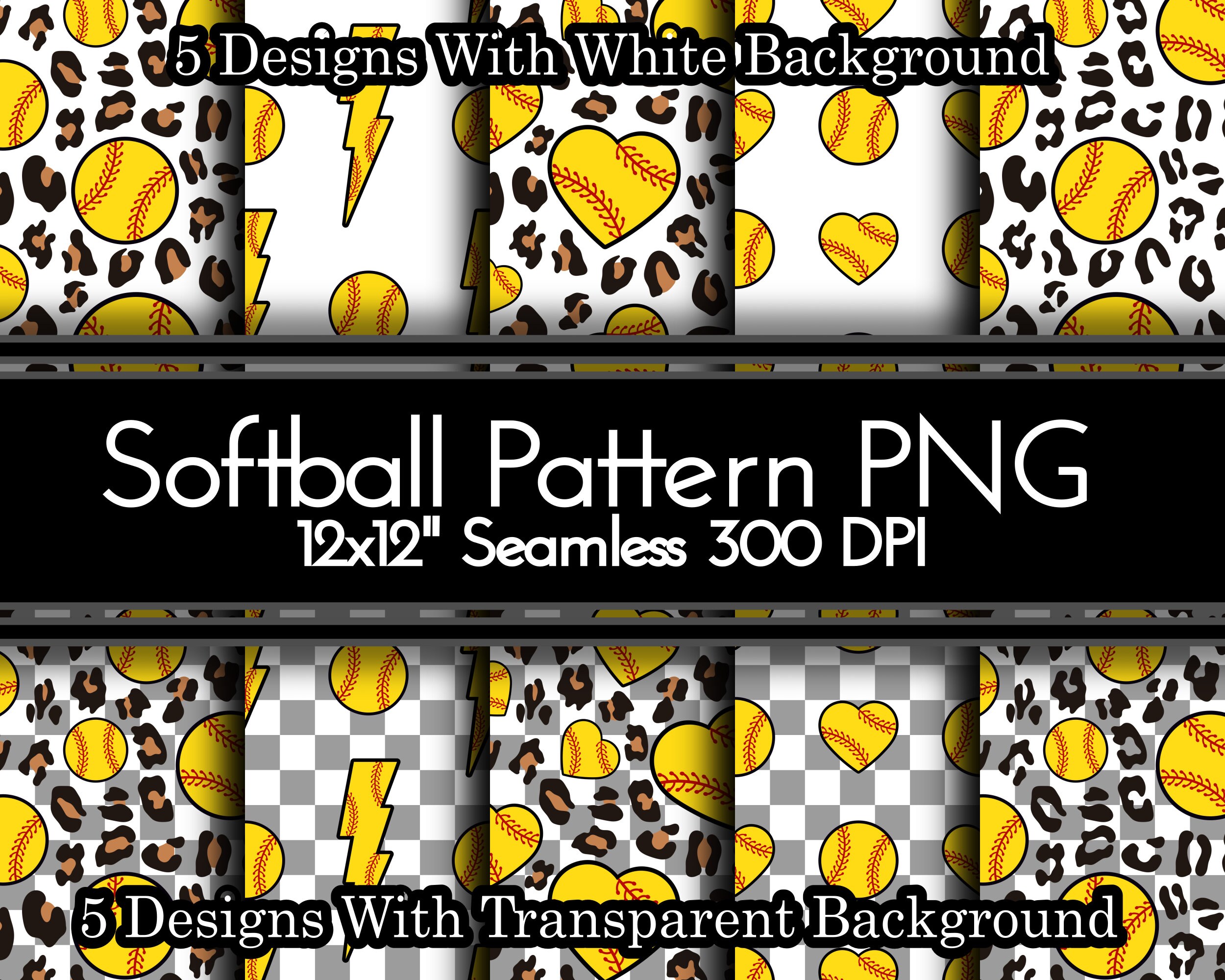 Softball and Leopard PNG Seamless Pattern Animal Print - Etsy