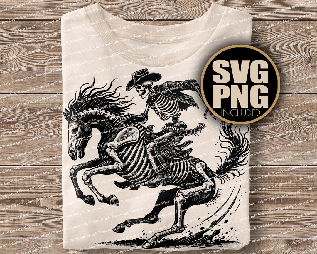 Skeleton Rodeo Cowboy and Bucking Bronc SVG Western PNG, Aztec Western ...