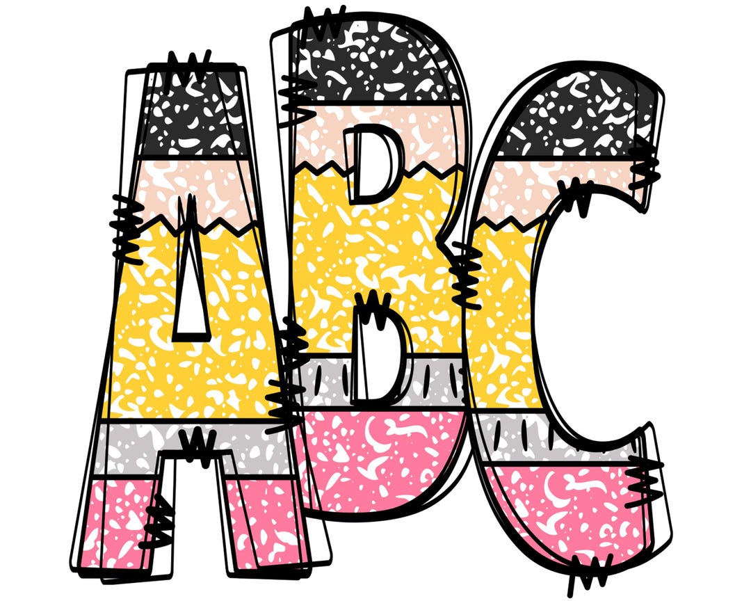 Pencil Composition Book Doodle Alphabet PNG ABC Uppercase Lowercase ...