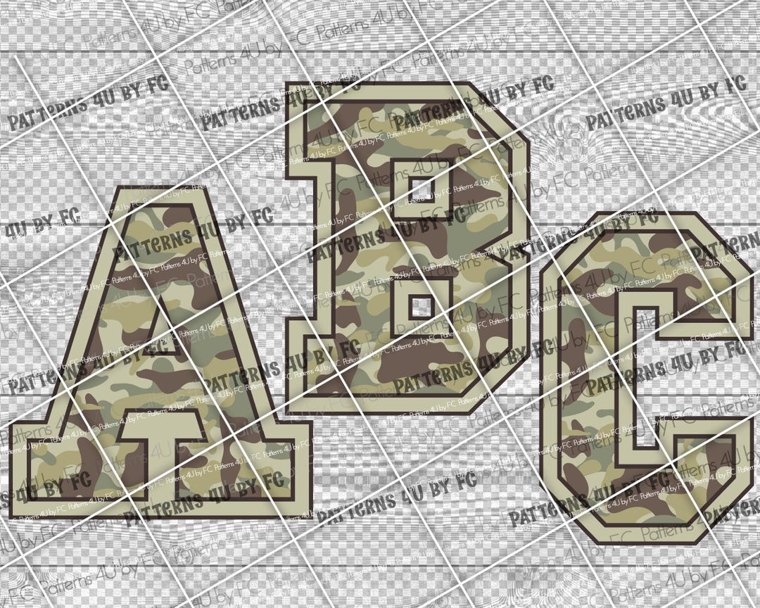 Camo Varsity Alphabet PNG Set: Uppercase Letters (digital Download) - Etsy
