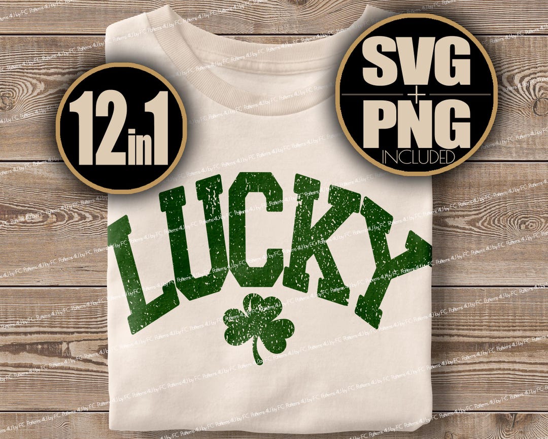 Lucky Varsity SVG Clover PNG, St Patrick's Day, Retro Shamrock Green ...