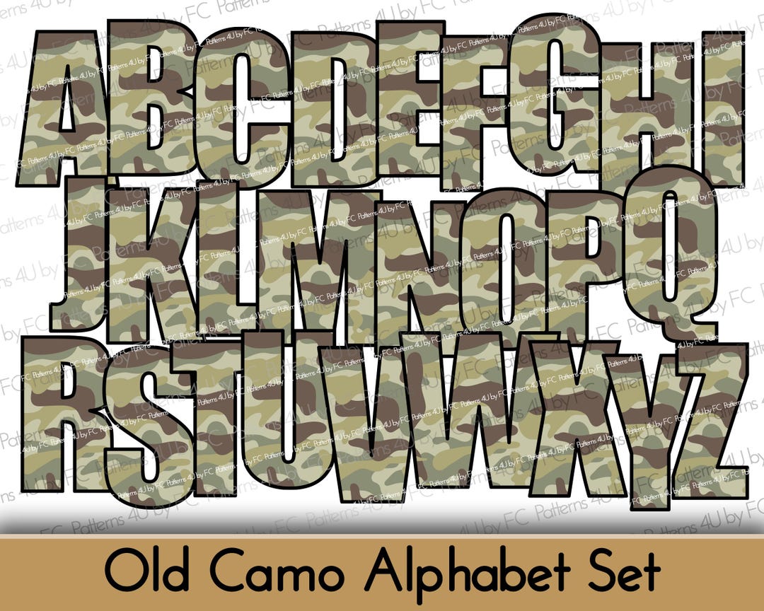 Camo Alphabet PNG Set: Military Camouflage Digital Design (digital ...