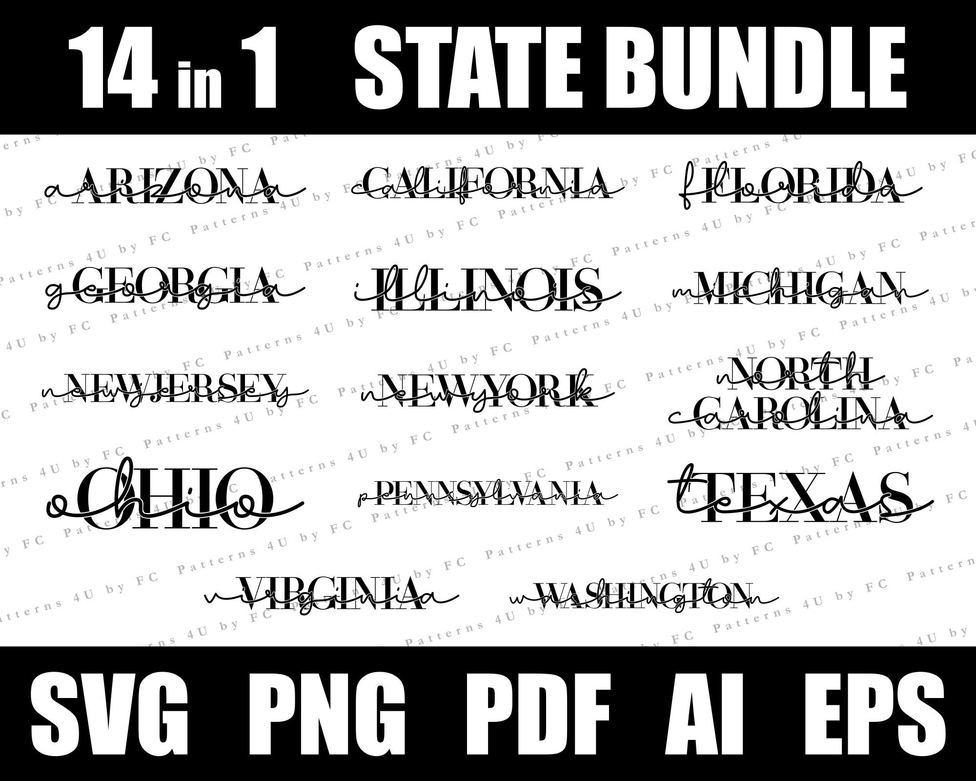 Estados SVG Bundle, State Svg, America Svg, State PNG, Cut files ...