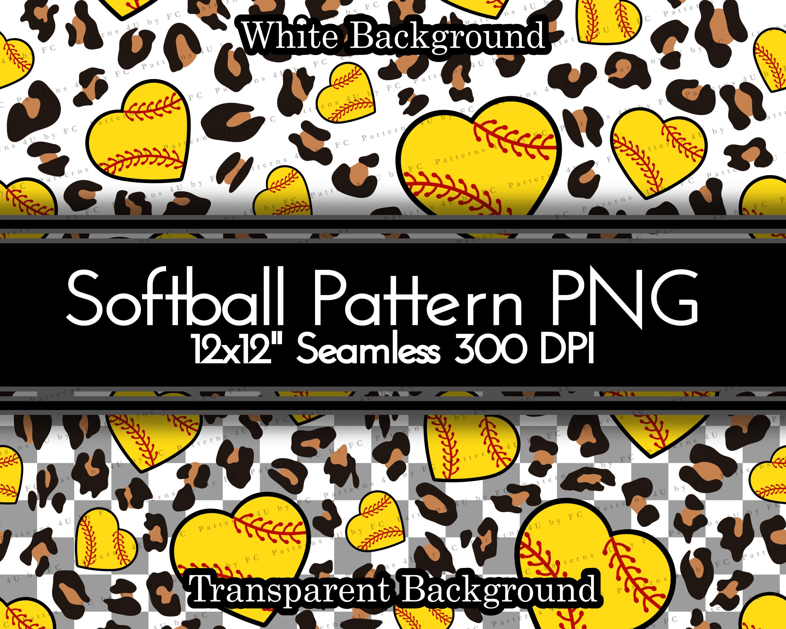 Softball and Leopard PNG Seamless Pattern Animal Print - Etsy