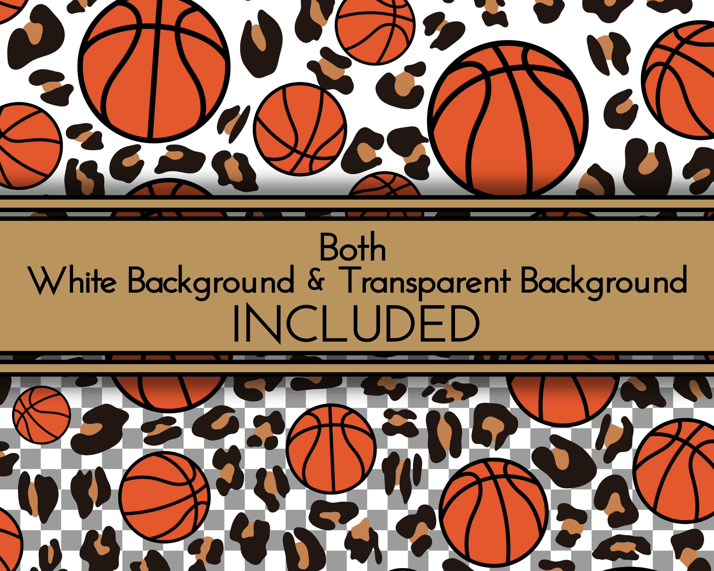 Seamless Basketball Leopard Digital Paper, Basketball Cheetah PNG ...