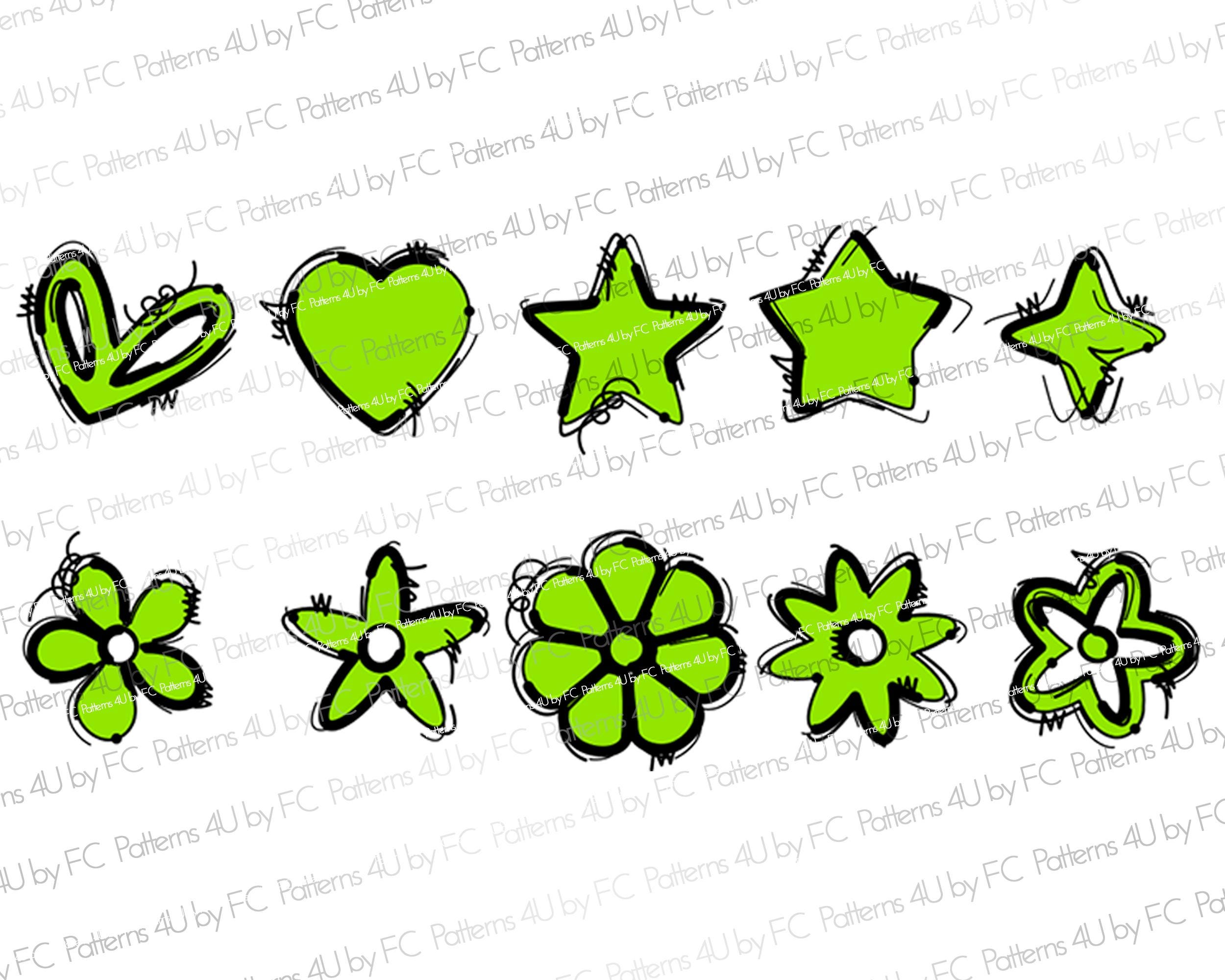 Scribble Letters, Bright Doodle Alphabet, PNG Font Clipart Bundle, Back ...