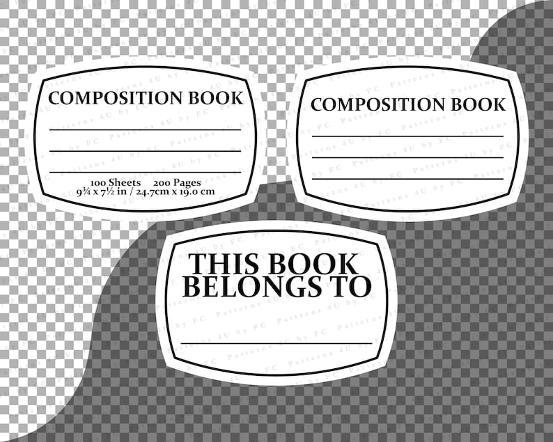 Composition Book Label, Goodnotes Labels, Journal Pattern, Planner 