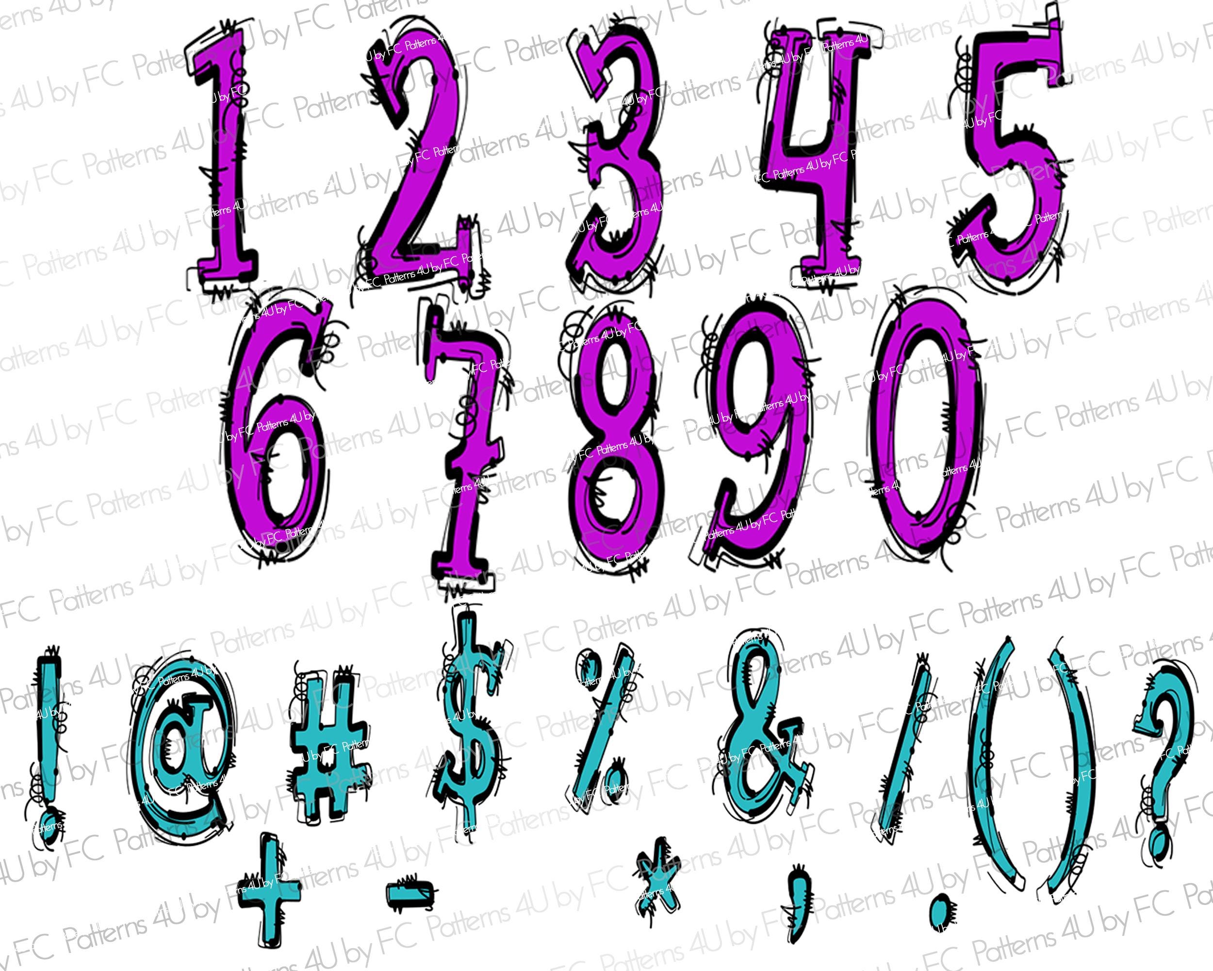 Scribble Letters, Bright Doodle Alphabet, PNG Font Clipart Bundle, Back ...