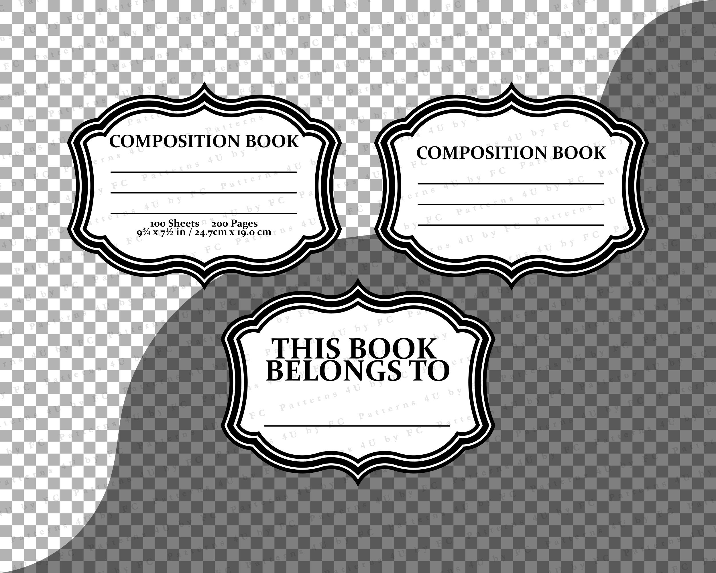 Composition Book Label, Goodnotes Labels, Journal Pattern, Planner