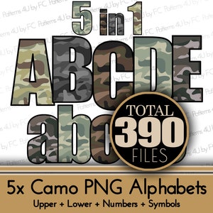 Camo Alphabet PNG Bundle: Military, Hunting, Country (digital Design ...