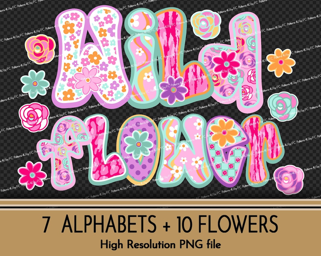 Wildflower PNG Alphabet Set: Hand-drawn Floral Letters (digital ...