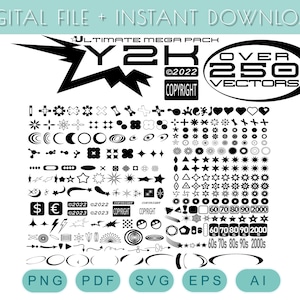 Y2K Aesthetic Vector Icons Bundle, Over 250 Vectors for Graphic Design ...