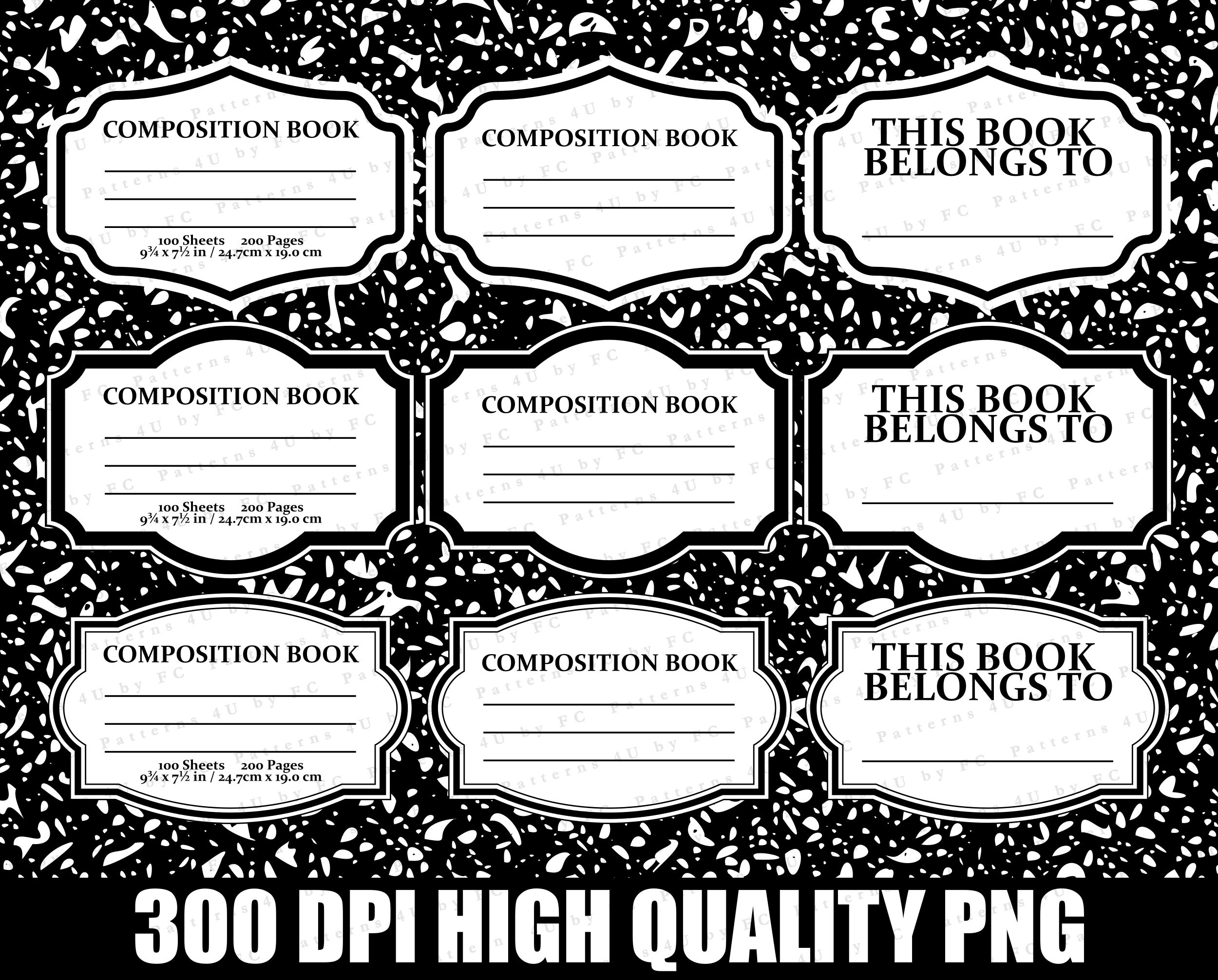 Composition Book Label, Goodnotes Labels, Journal Pattern, Planner ...