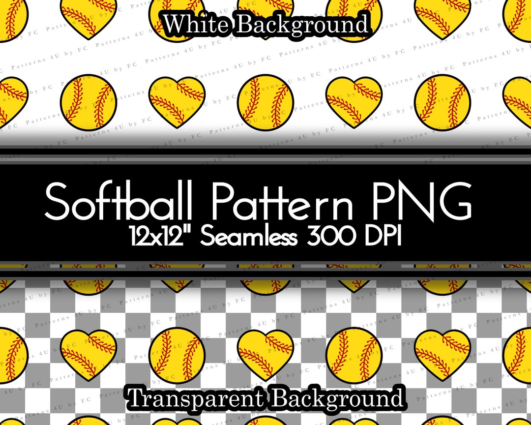 Softball Heart PNG, Seamless Pattern, PNG Print, Digital Paper ...