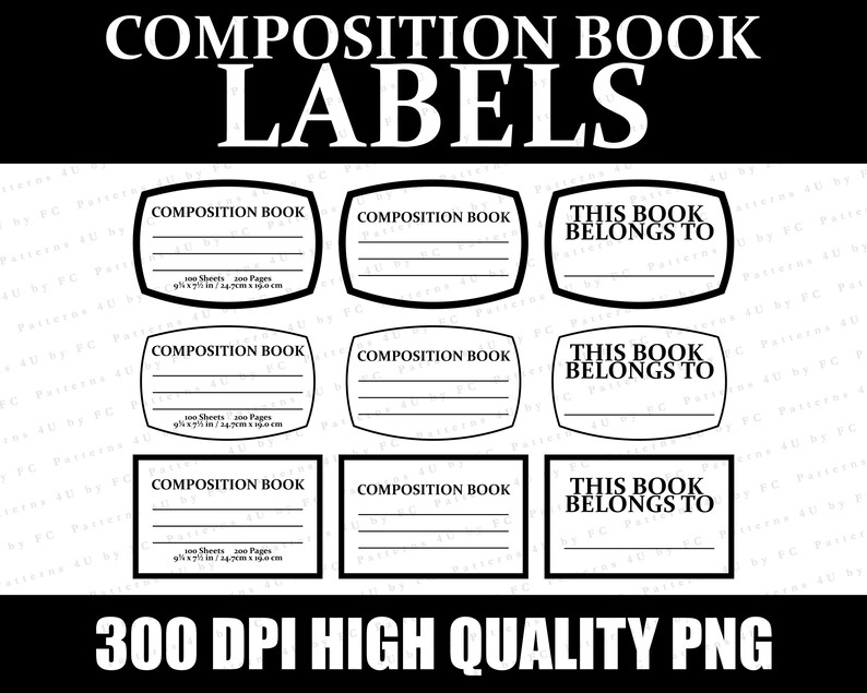 Composition Book Label, Goodnotes Labels, Journal Pattern, Planner ...