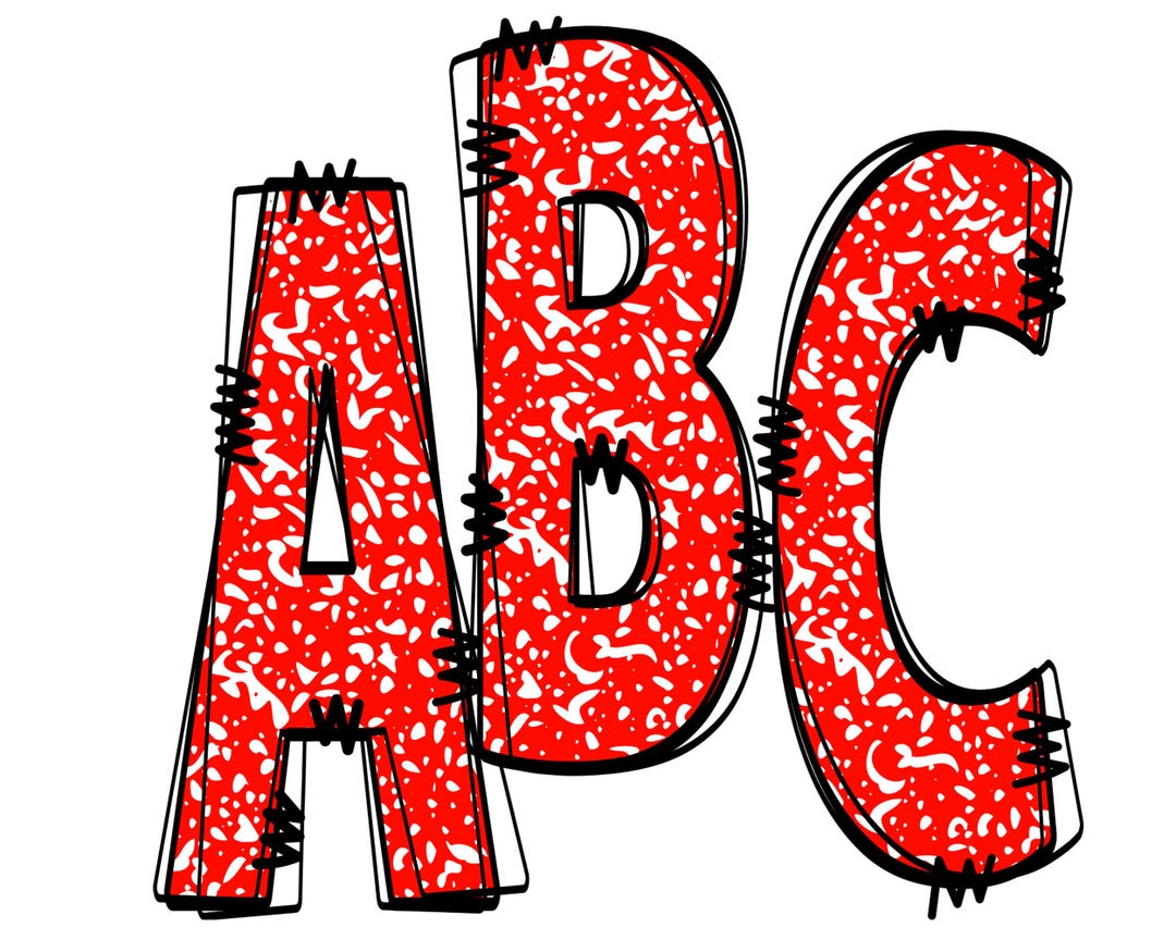 Red Composition Book Doodle Alphabet PNG: Hand Drawn Letters (digital ...