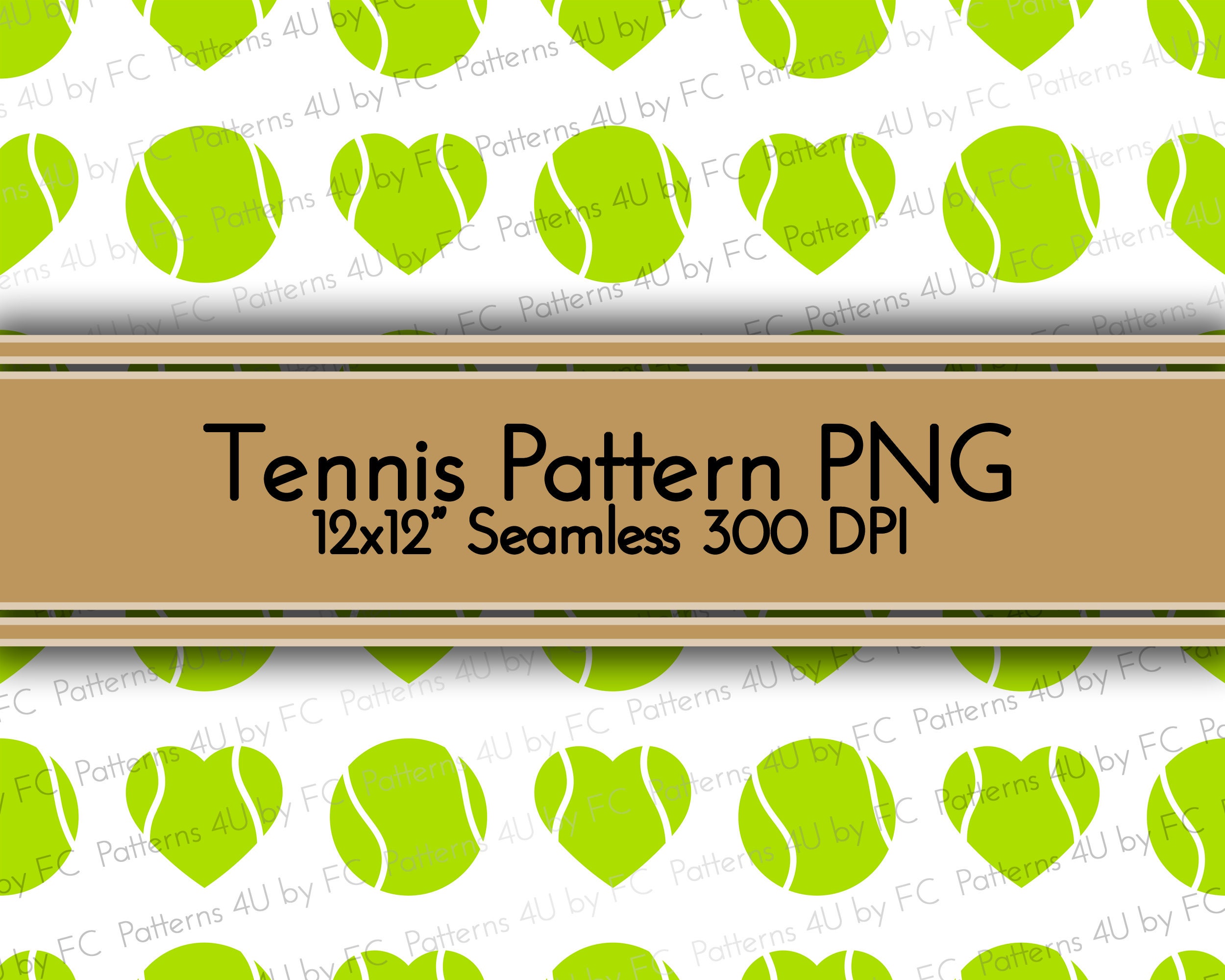 Tennis Ball Heart Digital Paper PNG Seamless Pattern, Tennis Ball Print ...