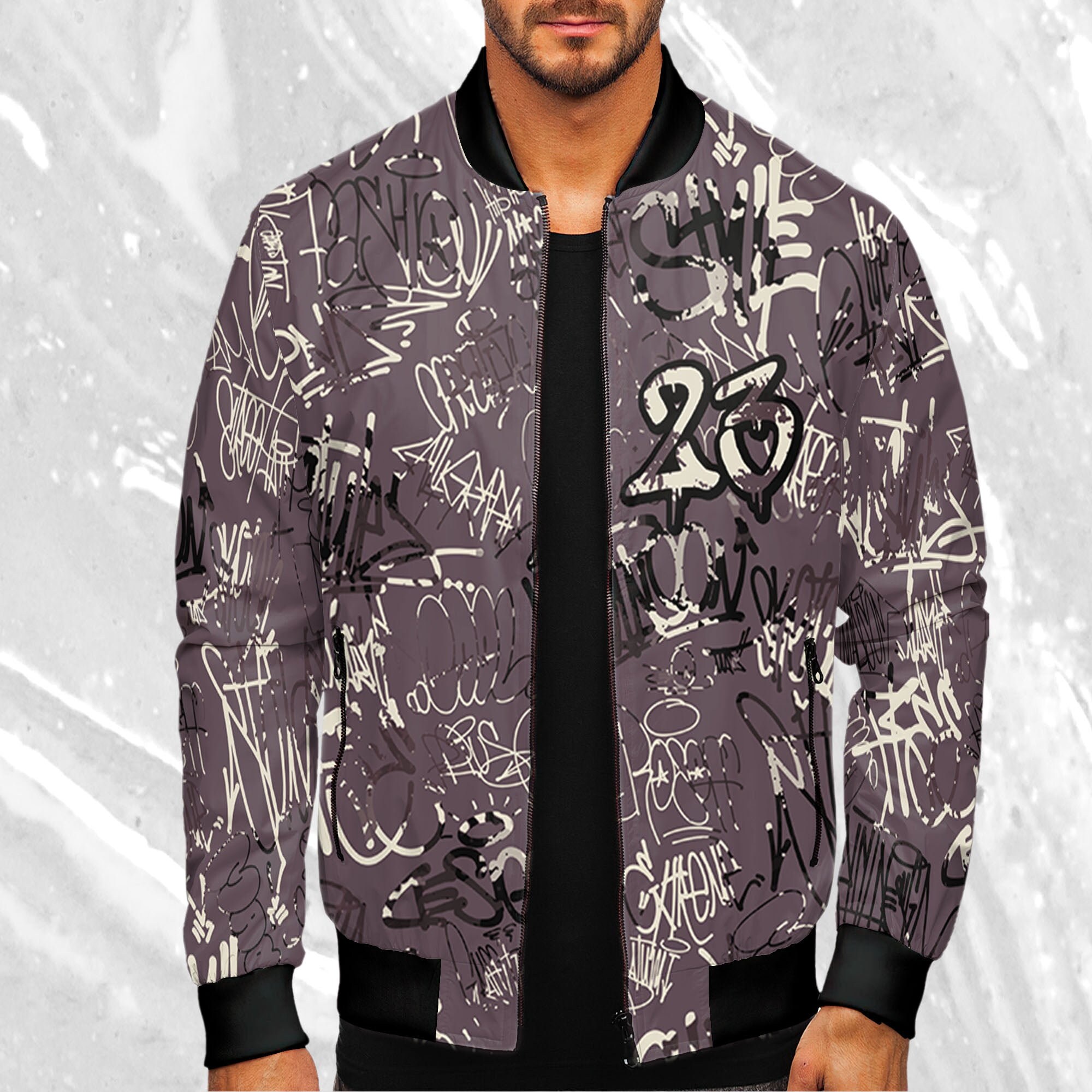 23 Hiphop 3D Graffiti Pattern Jacket Match Jordan 4 A Ma Maniere Violet ...