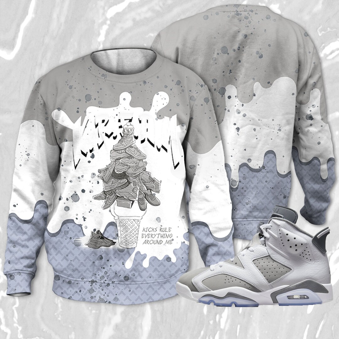 KREAM 3D Waffle Cone Sweatshirt Match AJ 6 Cool Grey - Etsy