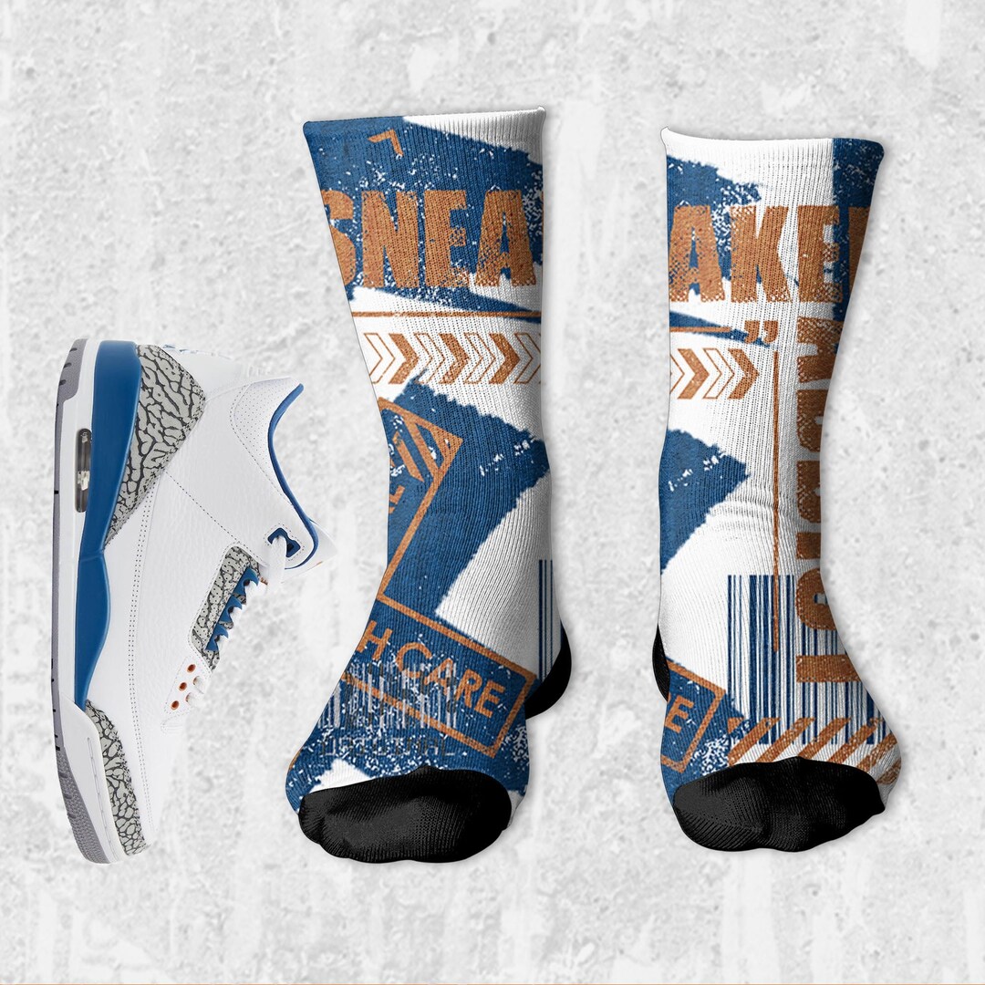 Sneaker Addict 3D Warning Unisex 3D Socks Match Jordan 3 - Etsy