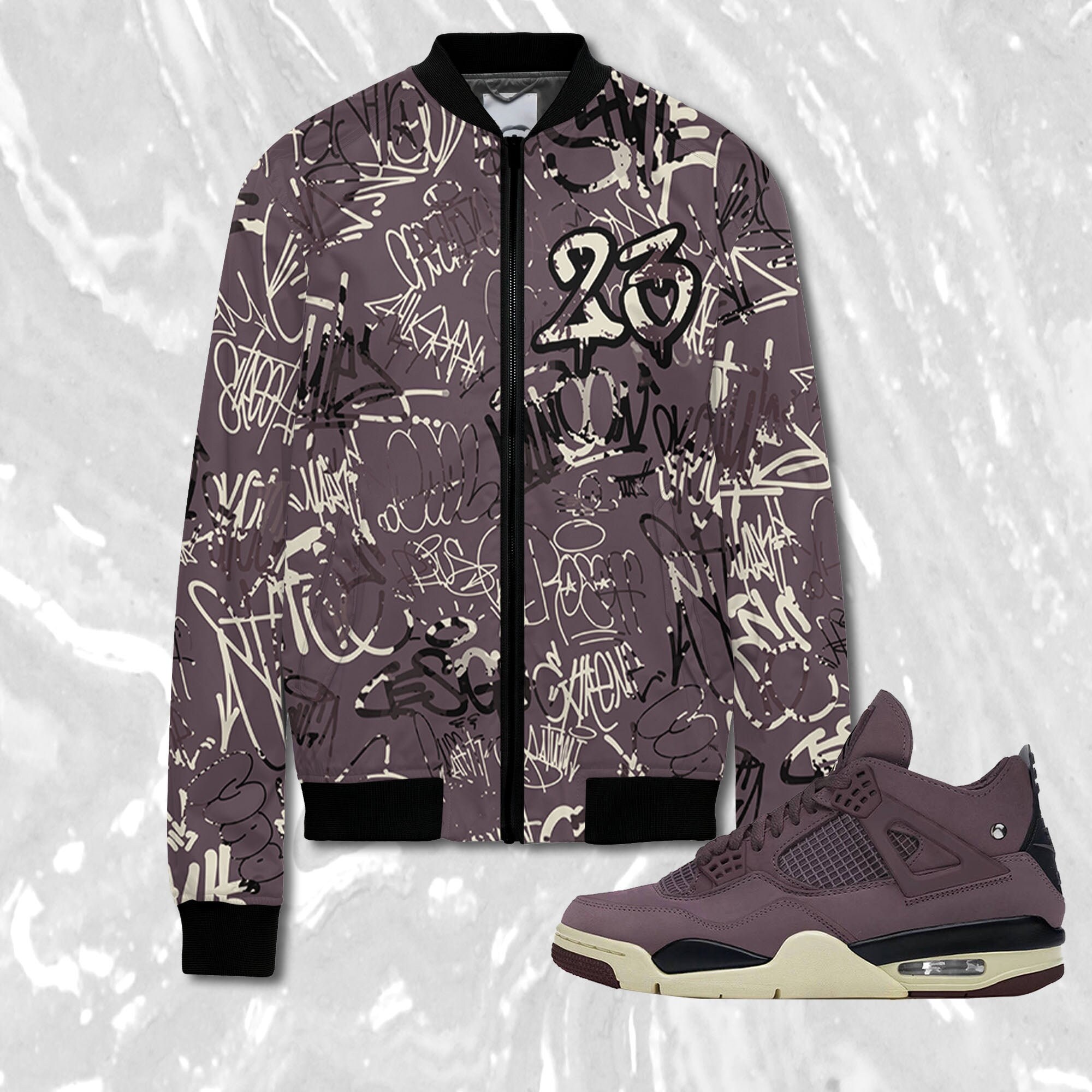 23 Hiphop 3D Graffiti Pattern Jacket Match Jordan 4 A Ma Maniere Violet ...