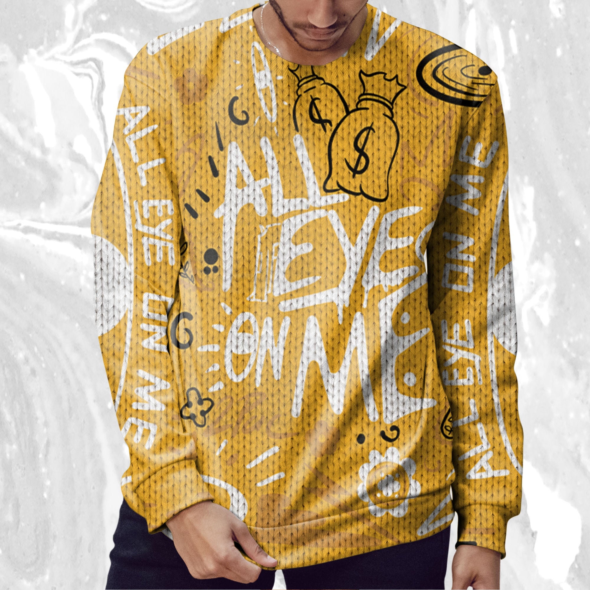 All Eye On Me 3D Doodle Eye Ugly Sweater Match Jordan 14 Retro Ginger ...