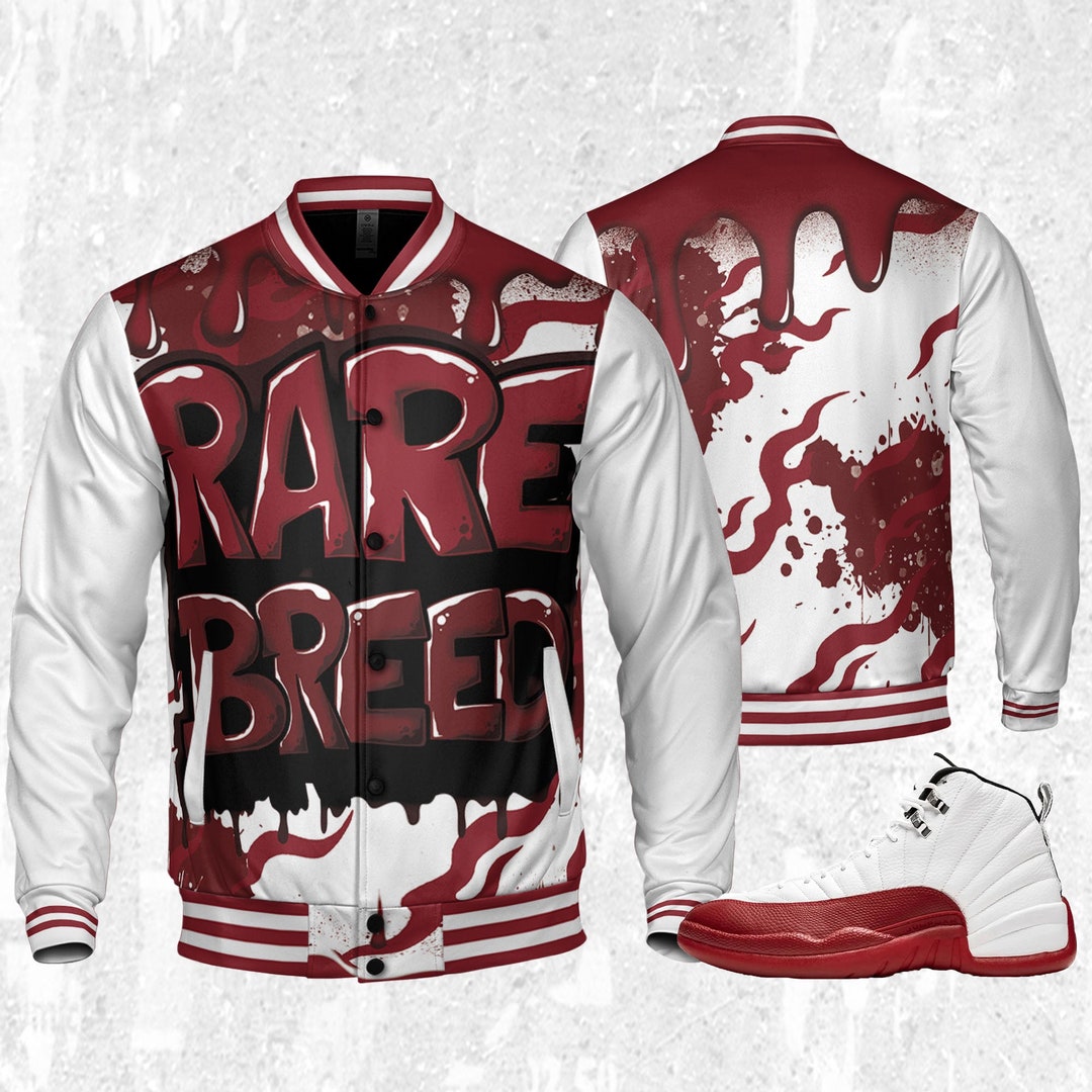 Rare Breed 3D Drippin Varsity Jacket Match AJ 12 Cherry 12 - Etsy