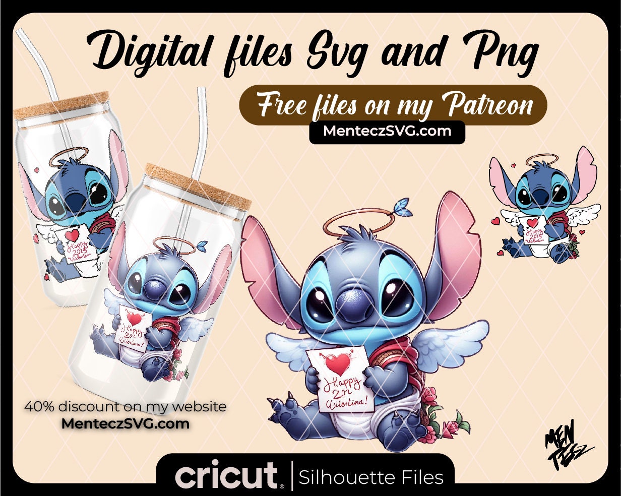 Stitch Cupid PNG, Cupid Svg, Stitch Valentines Svg, Valentines Day Svg ...