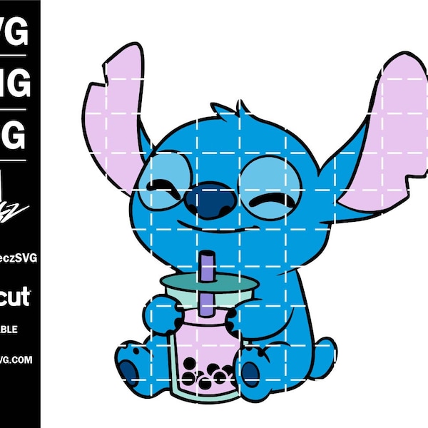 Stitch Drinking Boba Svg - Etsy