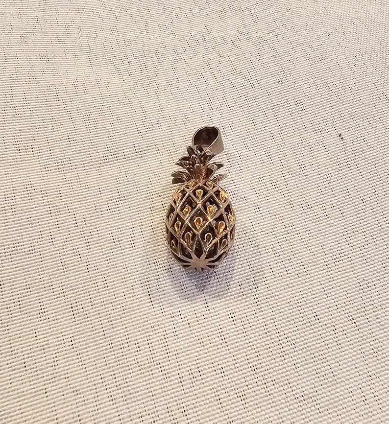 Sterling Silver and Vermeil Pineapple Drop for Necklace - Etsy
