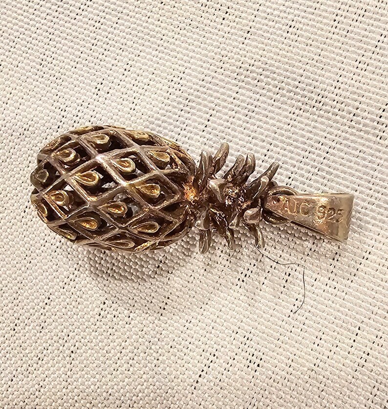 Sterling Silver and Vermeil Pineapple Drop for Necklace - Etsy