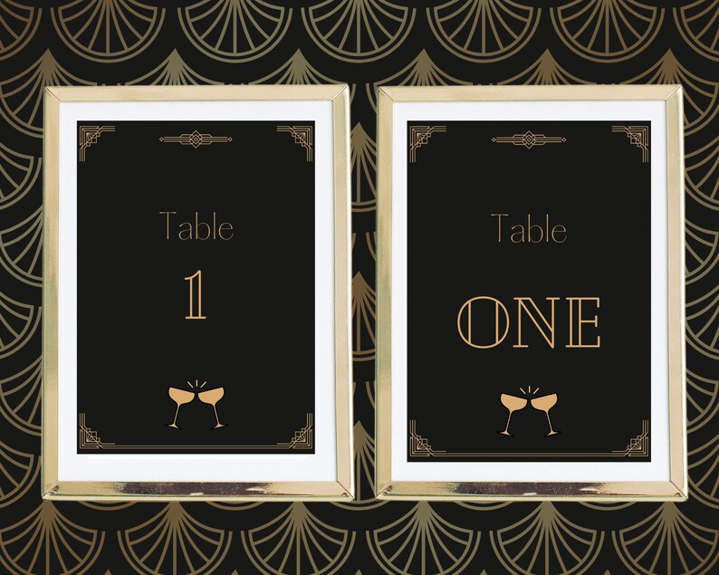 Art Deco Table Numbers Sign Printable Great Gatsby Table Numbers Murder ...