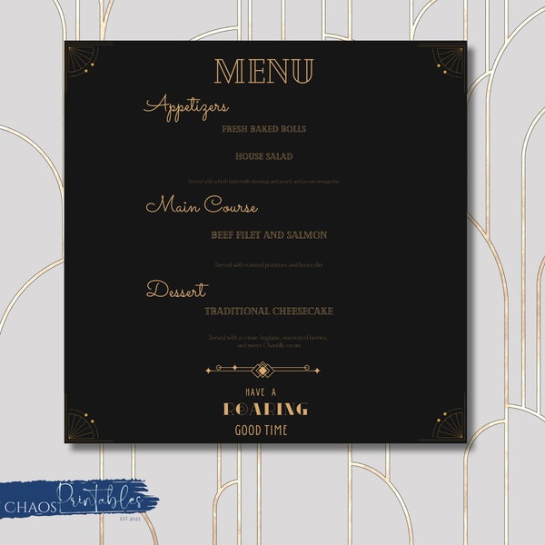 Art Deco Menu - Etsy