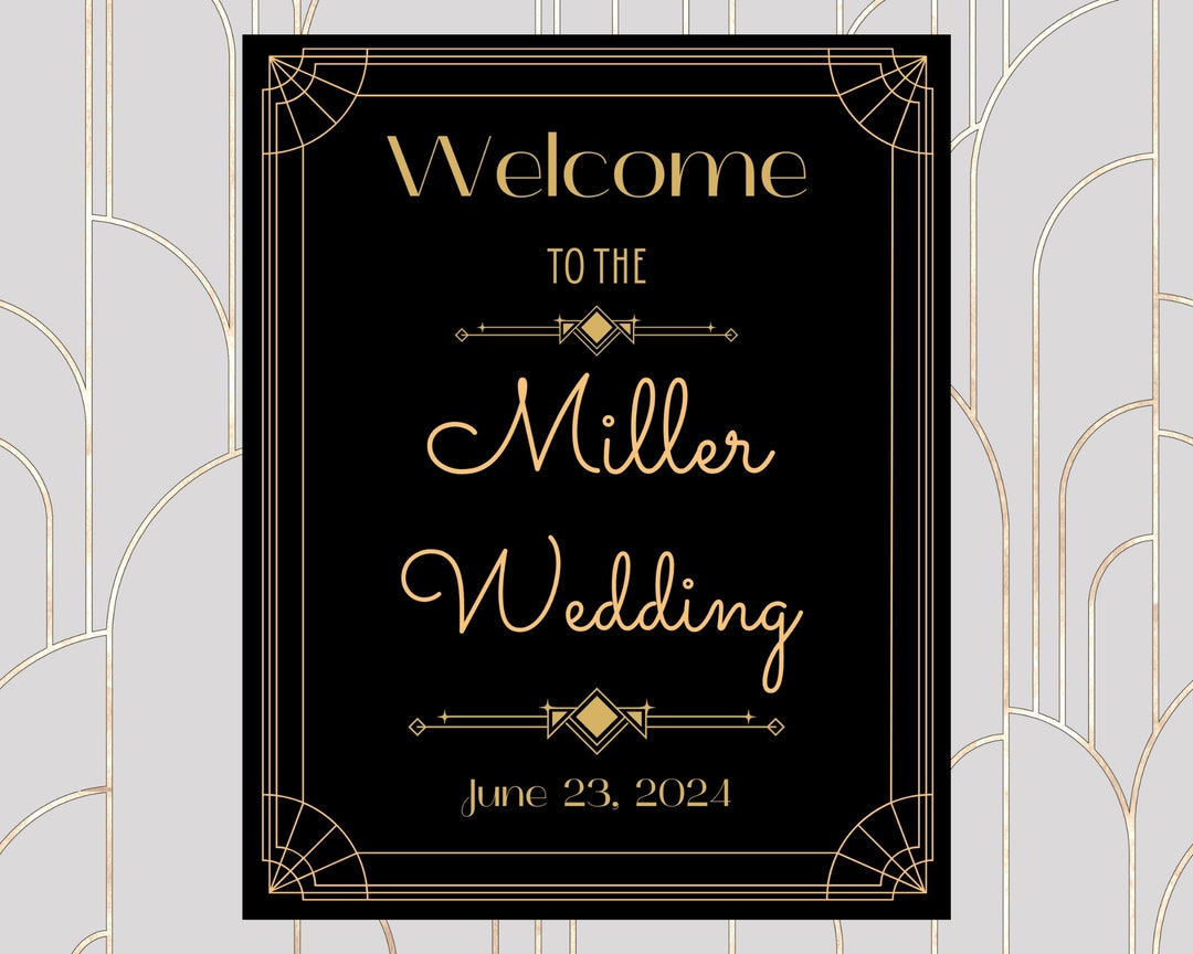 Art Deco Welcome Sign Printable Sign Printable Great Gatsby 1920s ...