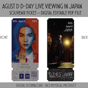 Suga Agust D D-day Livestream in Japan Digital Printable Tickets ...