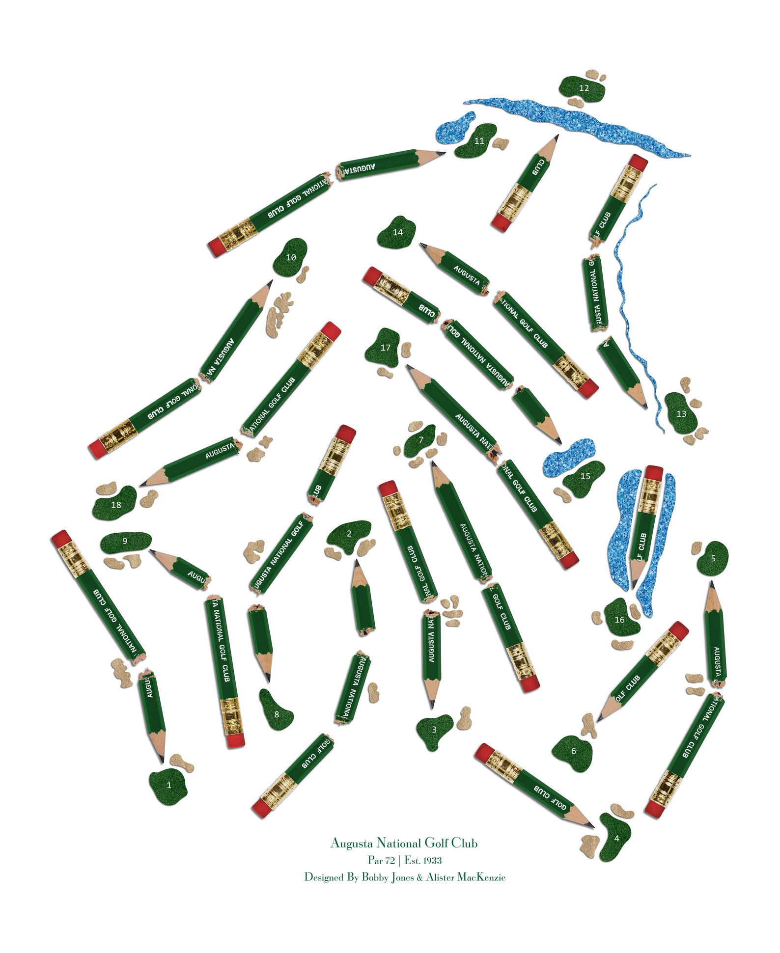 Augusta National Golf Club Course Layout Print - Etsy