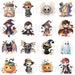 25 Watercolor Halloween Cute Clipart, Vampire Bat Witch Pumpkin Clipart ...