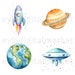 Watercolor Cute Space Clipart, 25 High Quality PNG Bundle, Sun Alien ...
