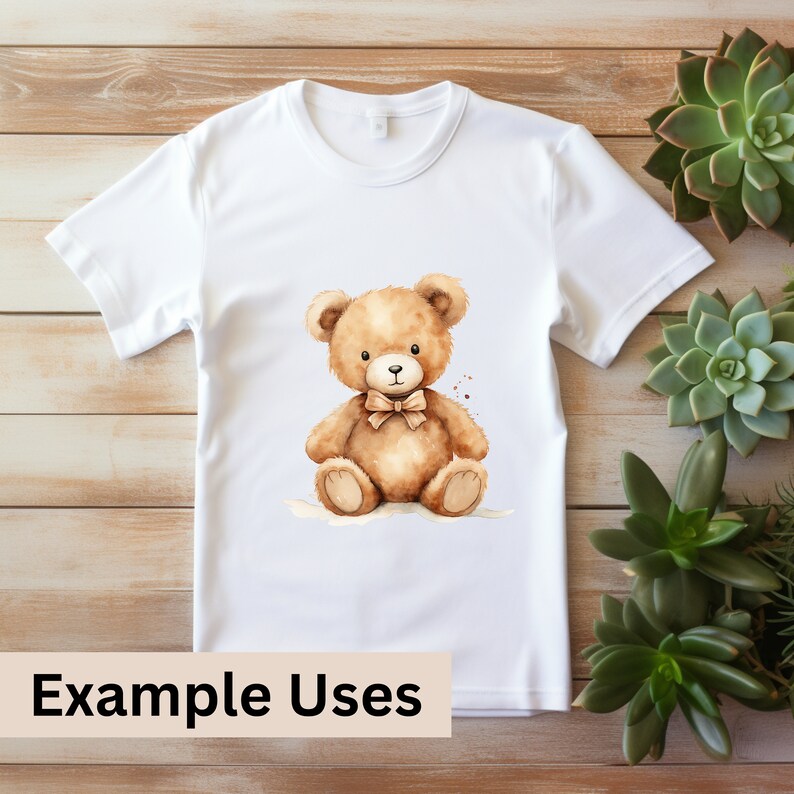 Watercolor Cute Teddy Bear Clipart, 20 High Quality PNG Bundle, Baby ...