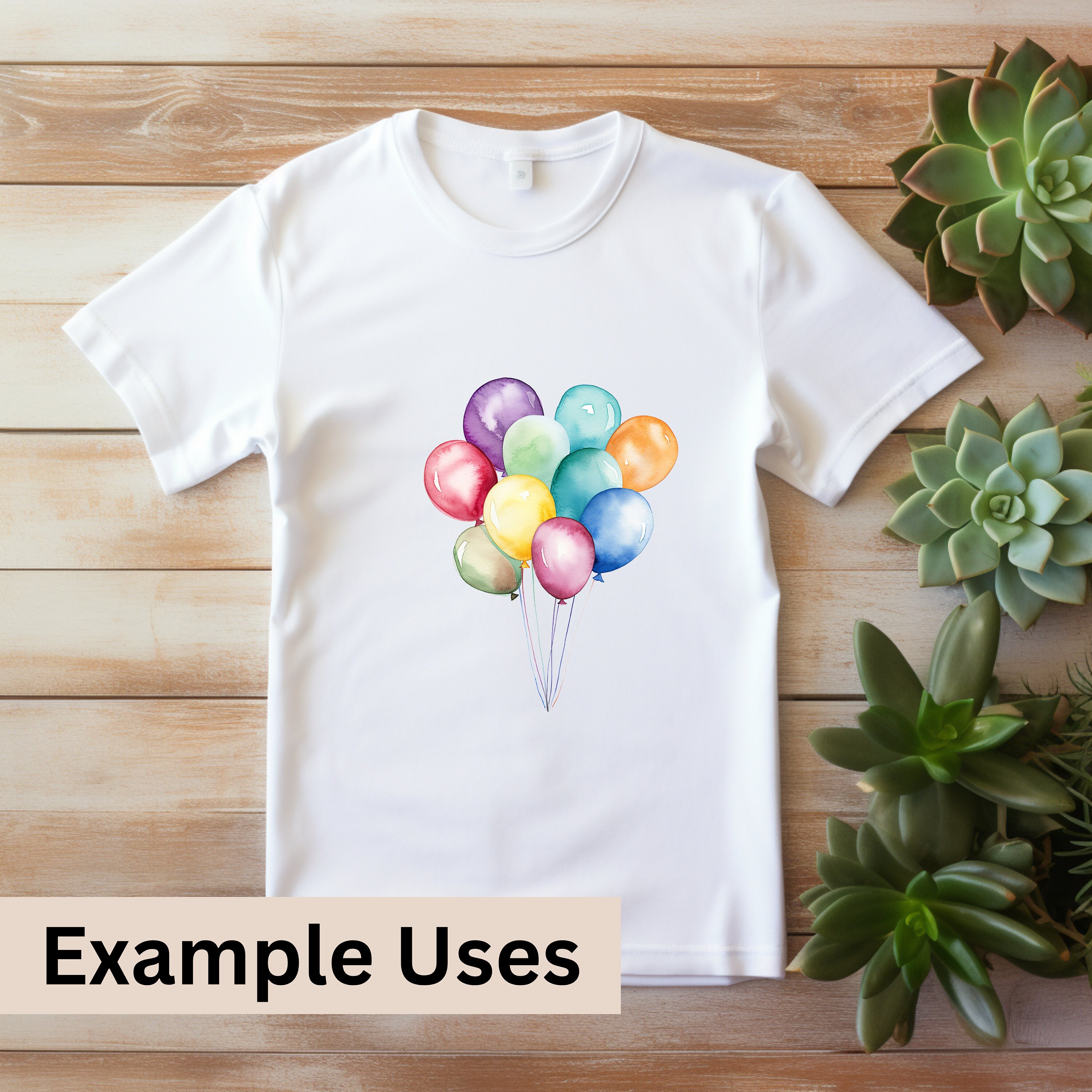 10 Watercolor Balloons Clipart, Party Birthday PNG, Colorful Clip Art ...