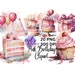 Watercolor Pink Birthday Party Cake Present Balloons Clipart Bundle of ...