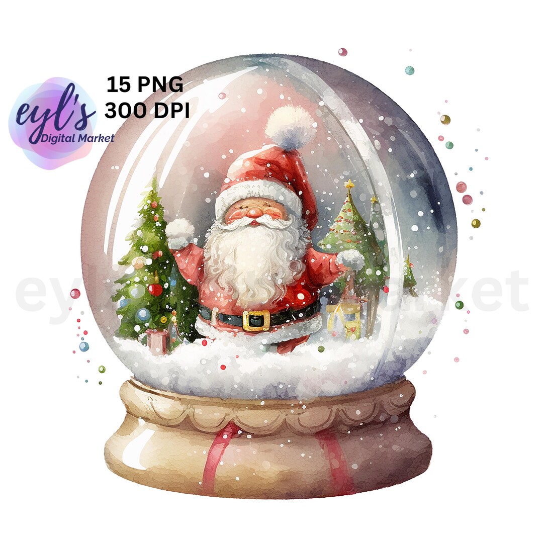 Cute Snow Globe Clipart, 15 High Quality PNG Bundle, Christmas Winter ...