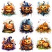 Watercolor Scary Halloween Pumpkin Clipart, 40 High Quality PNG Bundle ...
