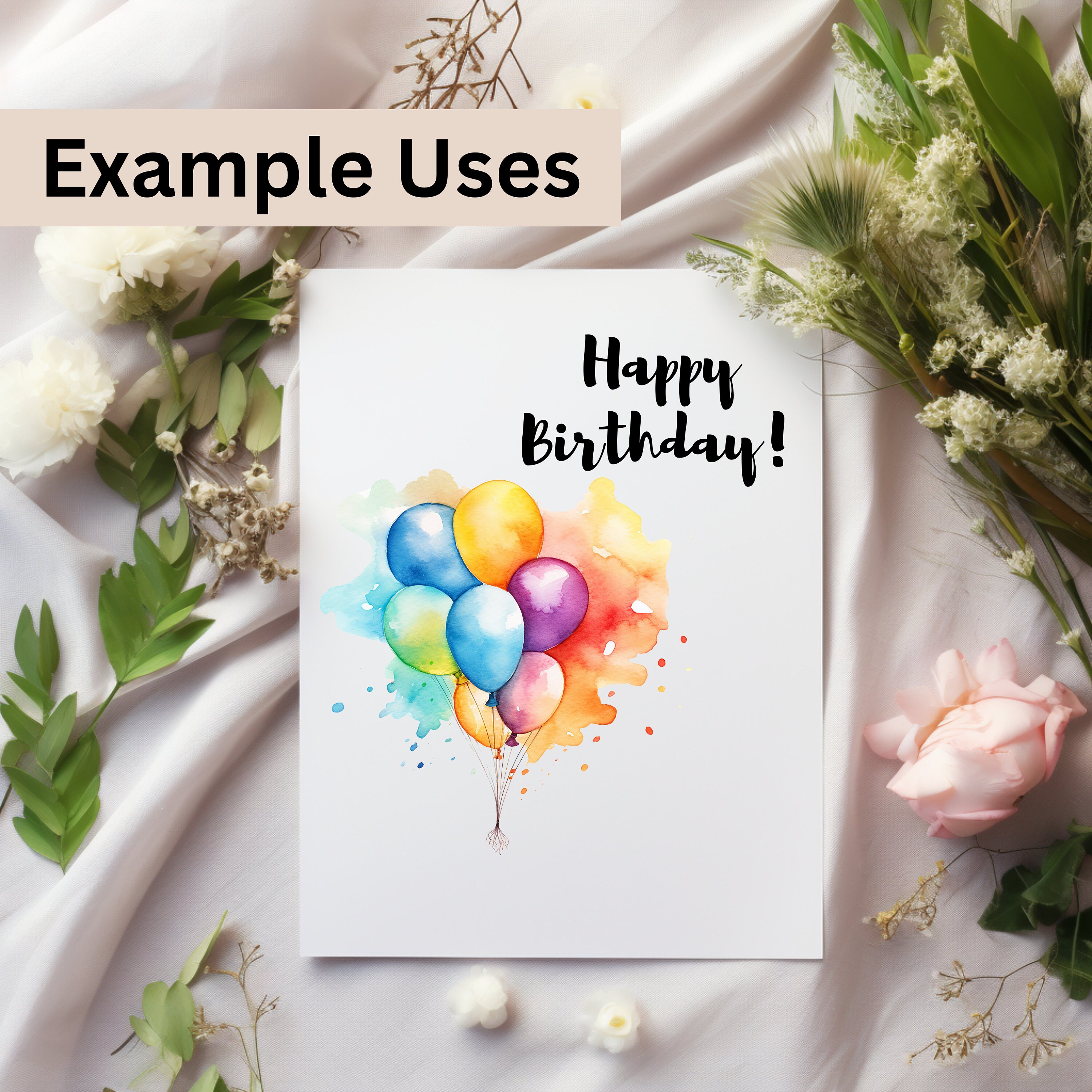 10 Watercolor Balloons Clipart, Party Birthday PNG, Colorful Clip Art ...